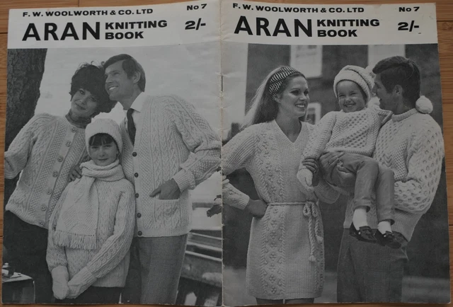 VINTAGE WOOLWORTH 1960’S ARAN KNITTING PATTERN BOOK No.7 £2.50 ...