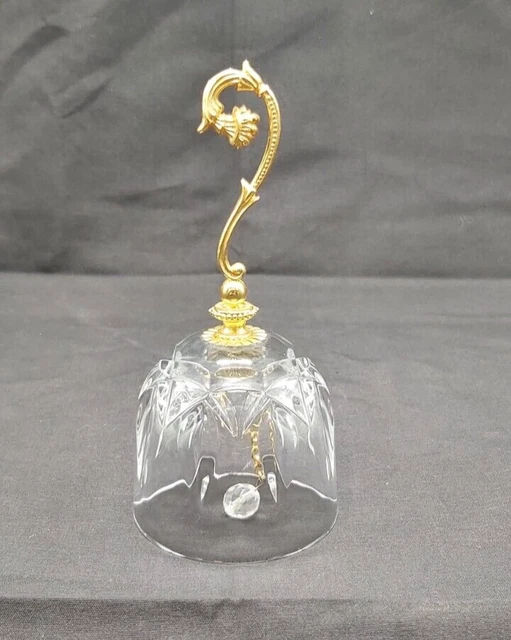 VINTAGE GLASS BELL, hand cut lead crystal with 24 carat gold finishing ...