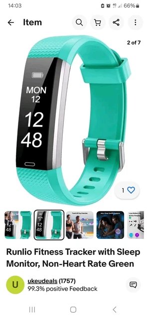 RUNLIO FITNESS TRACKER con Monitor del Sonno, Verde frequenza cardiaca ...