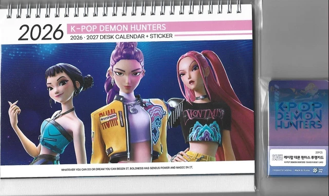 K-POP DEMON HUNTERS Photo Calendar 2026 & 2027 +[Photocard 25P Pack ...