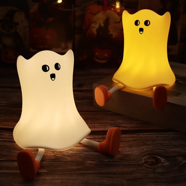HALLOWEEN PUMPKIN NIGHT Light Rechargeable Bedside Lamp Resin Kids Room ...