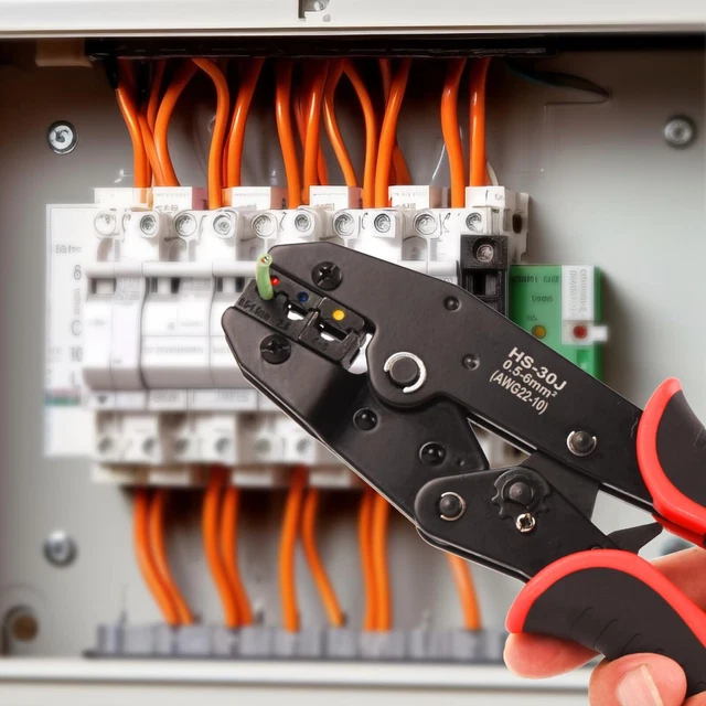 INSULATED RATCHET CRIMPING Cable Connectors Terminal Wire Crimper Tool ...