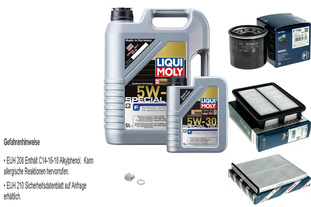 BOSCH INSPECTION SET 6L Liqui Moly Spécial Tec F 5W-30 pour Mazda 3 1.5 EUR 119,11 - PicClick FR