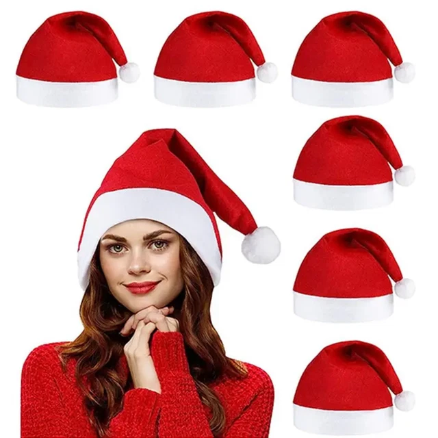 SANTA HATS CHRISTMAS Fancy Dress Party Outfit Accessories Red White ...
