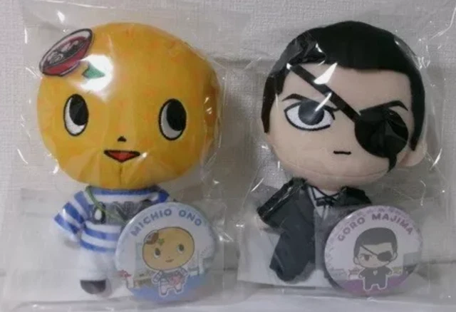 RYU GA GOTOKU Yakuza Goro Majima & Michio Ono Plush doll Tin Badge Set ...