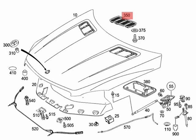 MERCEDES W166 C292 Ml/Gl/Gle/Gls Griglia Cofano Anteriore Dx Oem ...