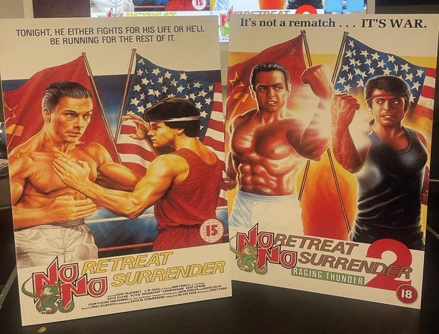 NO RETREAT NO Surrender 1 and 2 VHS POP-UP A4 Standee. Video Store ...