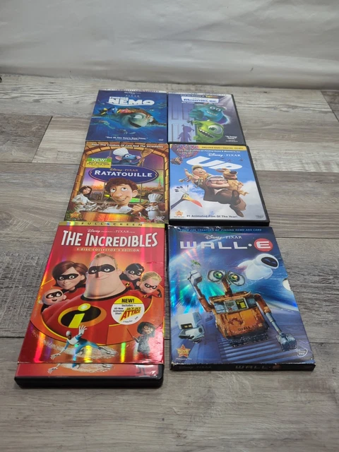LOT 6 DISNEY Pixar Movies DVD Finding Nemo Monster's Inc. Wall-E Up ...