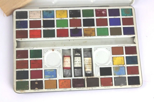 VINTAGE PAGE LONDON WATERCOLOUR paint box with cover £9.99 - PicClick UK