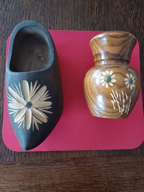 ANCIEN SABOT EN bois - Ancien pot en bois - décorés EUR 7,80 - PicClick FR