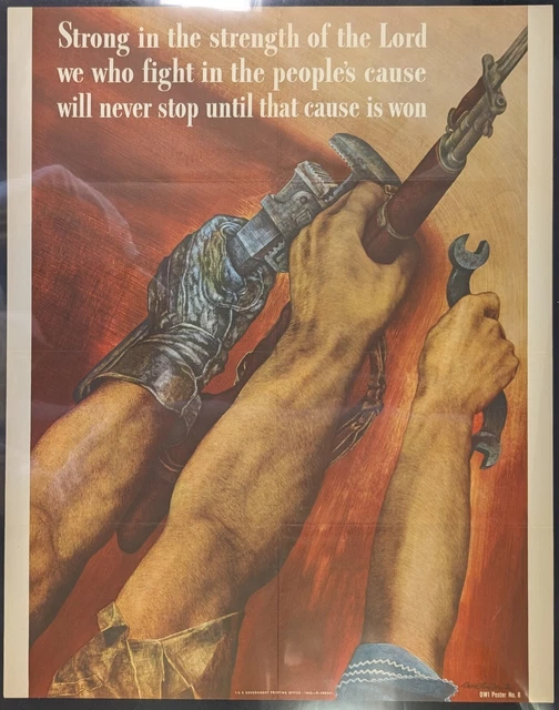 ORIGINAL WWII PROPAGANDA Poster - Strong In The Strength Of The Lord ...
