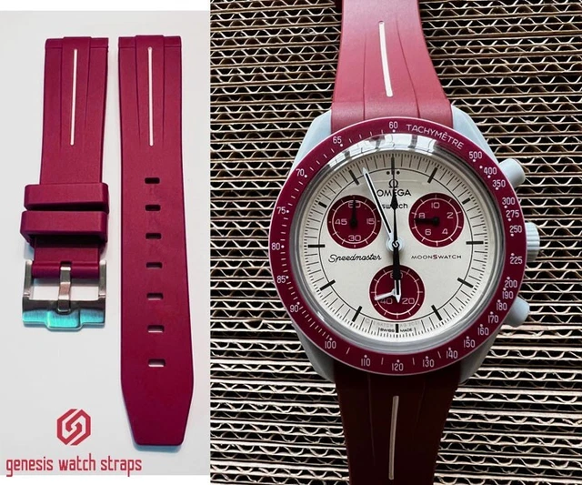 MAROON &MISSION TO& Rubber Watch Strap Omega Moon Swatch Moonswatch £17 ...