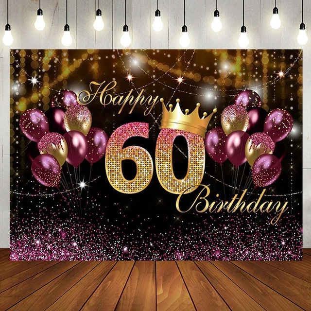 PURPLE GOLD BALLOON Sparkles 60th Birthday Backdrop $37.90 - PicClick AU