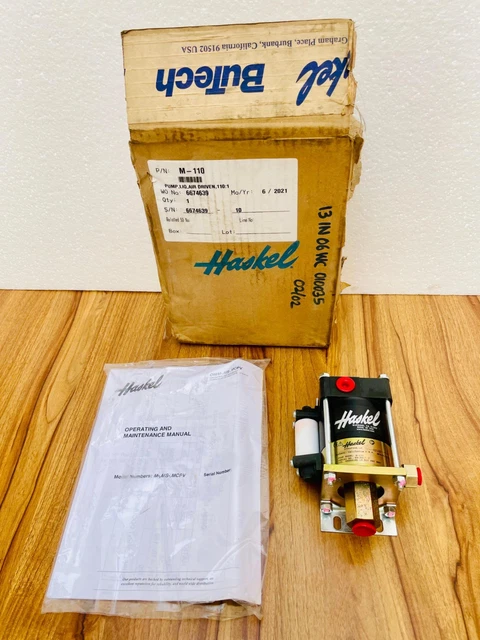 HASKEL M-110 PNEUMATIC Air Driven Liquid/Fluid Pump 13500 Psi 110:1 ...