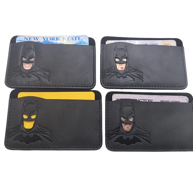 LEATHER BAT ID Card Holder Case Wallet Personalized SuperHero Mask Card ...