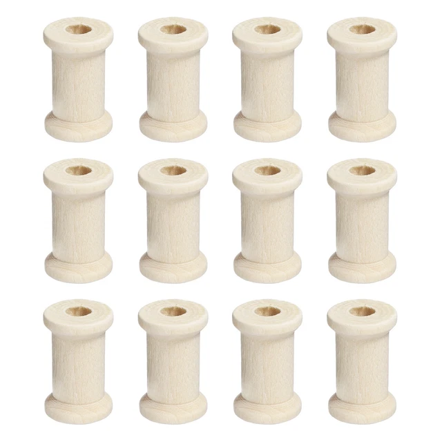 WOODEN EMPTY SPOOLS, Empty Sewing Bobbins, 1 In & 12 Pcs & Natural ...