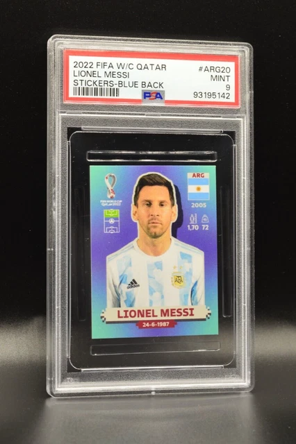 LIONEL MESSI PSA 9 Sticker Panini World Cup Qatar 2022 #ARG20 Argentina ...