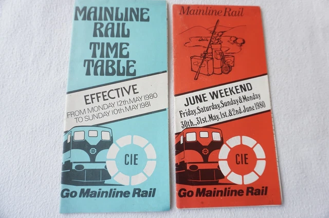 1980 DUBLIN CIE Railway Irish Train Mainline Timetable Ireland x2 £19. ...
