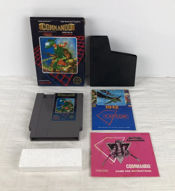 5 SCREW NINTENDO NES Capcom Commando Video Game SOQ COMPLETE TESTED CIB ...