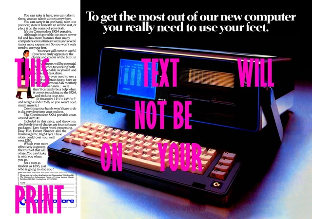 COMMODORE SX64 2-PAGE magazine advert A3 poster (270gsm Ilford Galerie ...