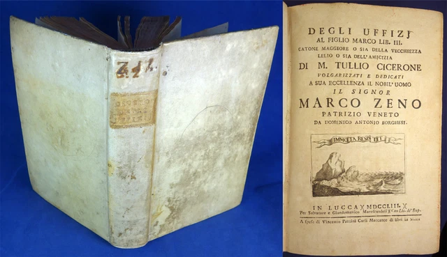 ANTIK VON 1753 Di M. Tullio Cicerone Marco Zeno patrizia veneto ...