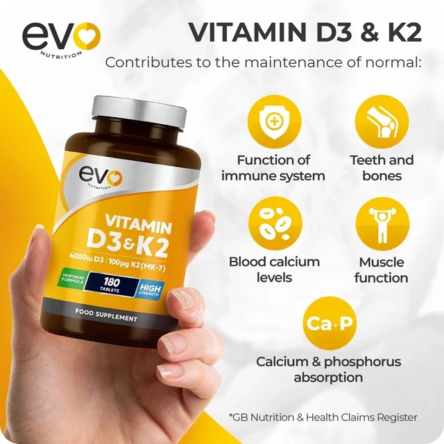 VITAMIN D3 4000IU & Vitamin K2 100ug MK7 | 180 Vitamin D3 K2 Vegetarian Tablets £12.99 - PicClick UK