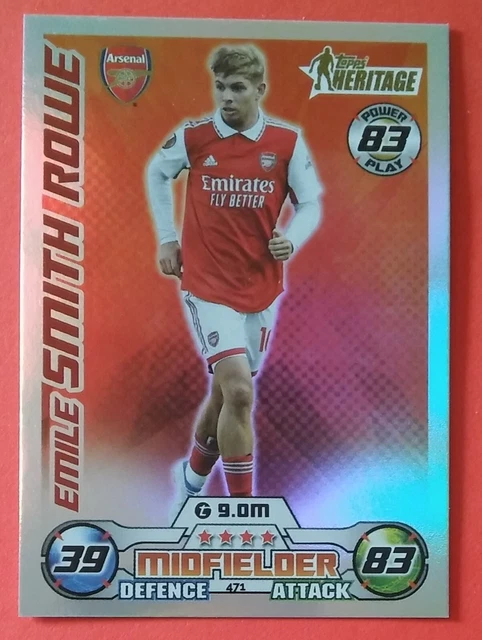 MATCH ATTAX CL 2022-23 Heritage card of Emile Smith Rowe of Arsenal £1. ...