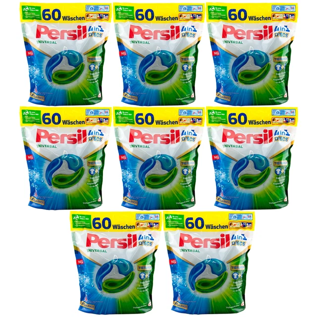 PERSIL DISQUES UNIVERSEL 8 x 60 Pièce 4in1 Tiefenrein Détergent Gousses Caps EUR 242,00 ...