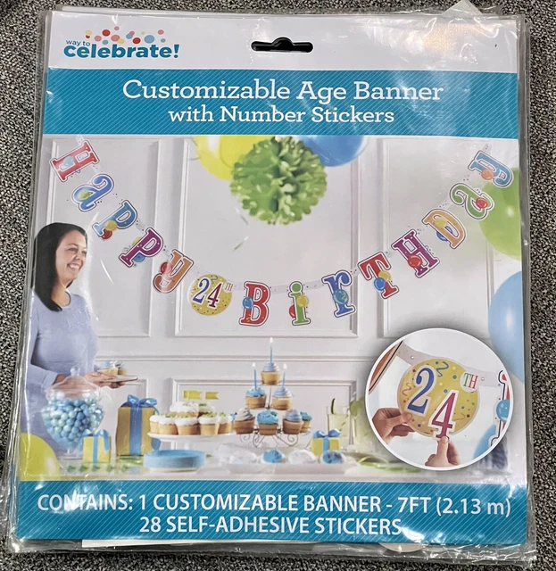WAY TO CELEBRATE Customizable Age Happy Birthday Banner / Number ...