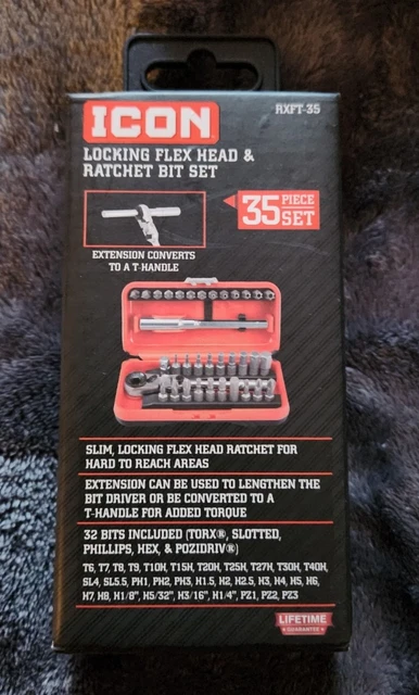 ICON LOCKING FLEX Head Ratchet and Bit Set 35 pc.- Item 58074 (#16228 ...