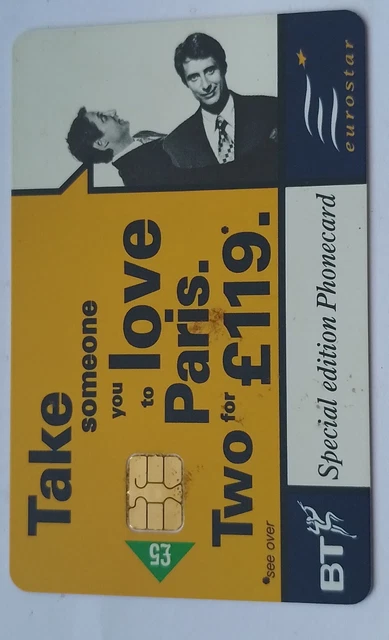 VINTAGE RETRO PHONE Card late 90 BT Chip used/unused? Eurostar someone ...