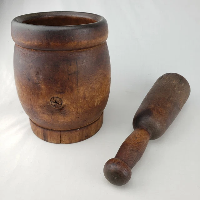 ANTIQUE TREEN WOOD Burl Mortar & Pestle Primitive Folk Art Apothecary Druggist £271.09 - PicClick UK