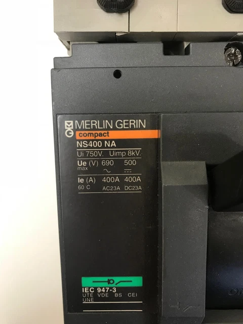 SCHNEIDER 400A MCCB MERLIN GERIN 3 POLE 3 PHASE NS400NA NON AUTO ...