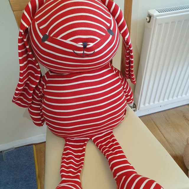 LARGE POLARN O Pyret Ab PO.P Red Bunny Rabbit Soft Toy Plush Striped ...