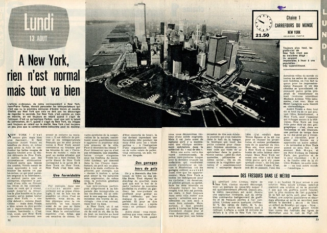 COUPURE DE PRESSE Clipping 1973 New York la Ville (2 pages) EUR 5,00 ...