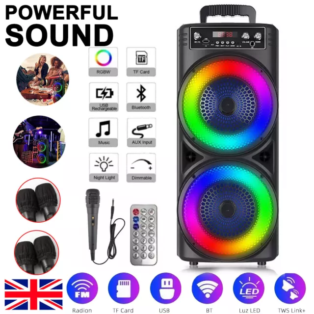 6000W PORTABLE BLUETOOTH Speaker Sub Woofer Heavy Bass Sound System Party Mic UK £39.99 ...