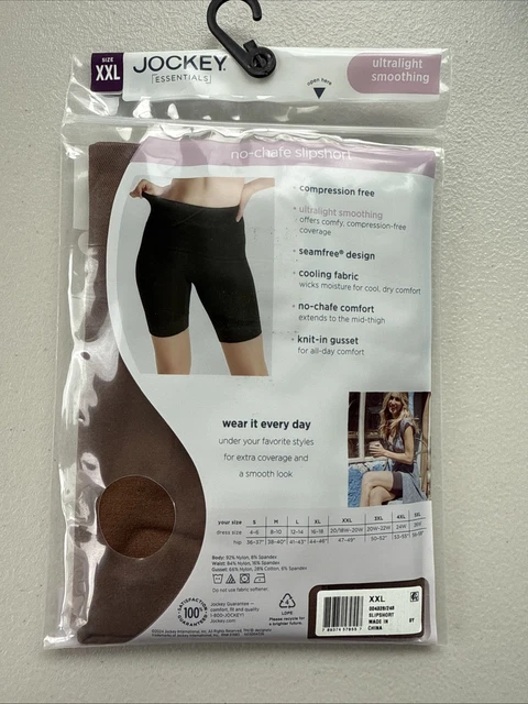 JOCKEY ESSENTIALS WOMENS XXL No Chafe Slipshort BROWN Ultralight ...