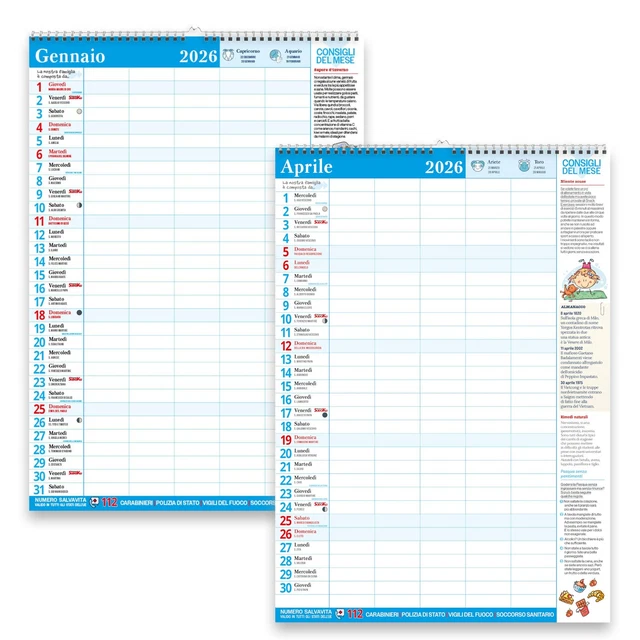 SPREA EDITORI CALENDARIO Agenda della Famigla 2026 Planner Familiare 15 ...