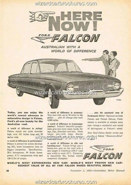 1960 FORD FALCON Xk Sedan A3 Poster Ad Sales Brochure Advertisement ...