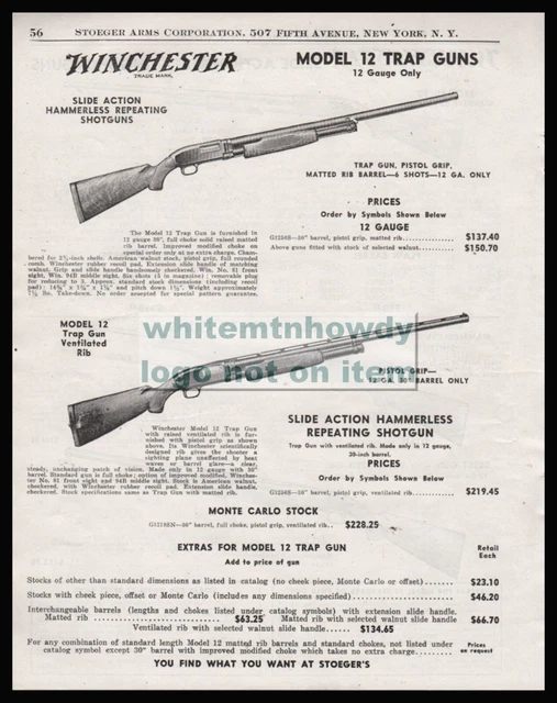 1952 WINCHESTER MODEL 12 Trap Gun Shotgun Hammerless & Ventillated ...