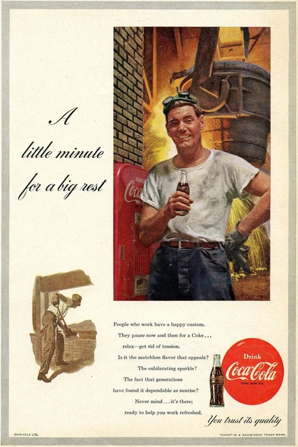 VINTAGE COCA-COLA ADVERTISEMENT Poster 🥤 - Iconic 1950s Factory Scene ...