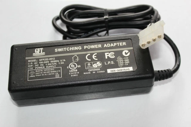 ORIGINAL NETZTEIL GFT MODEL GFP252-0512 Output 5V/12V 1,5A EUR 19,90 ...