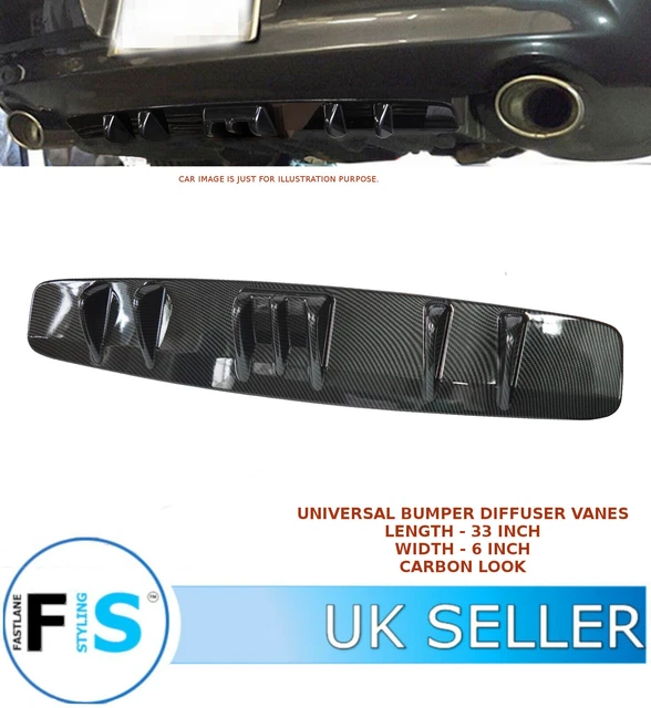 UNIVERSAL LOWER BUMPER Diffuser Vanes Fin Spoiler Carbon Fibre Look ...