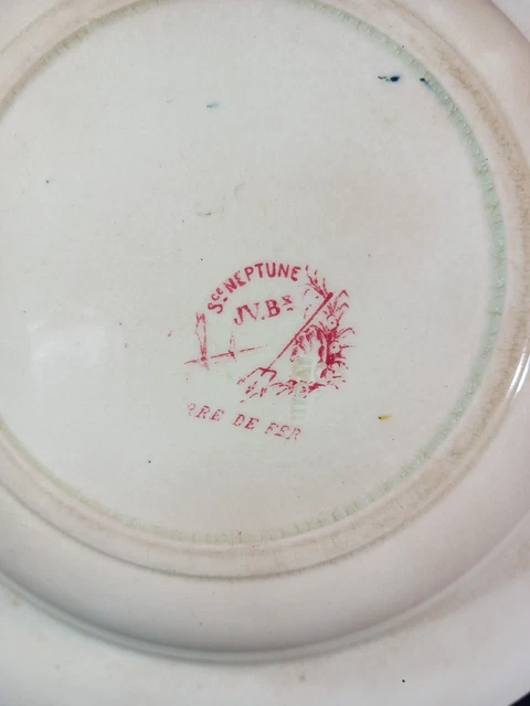 PLATE EARTHENWARE EARTH de Fer Vieillard Bordeaux Service Neptune Xixth ...