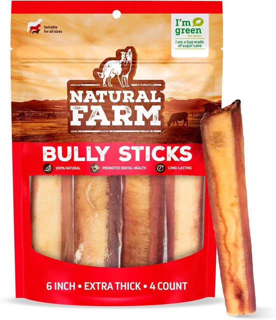 PET - REGULAR Jumbo Bully Sticks, 4 Pack, Extra-Thick Dog Treats ...
