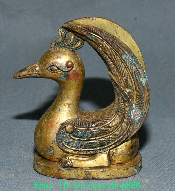 4 &BRONZE DE la dynastie Han Jinfeng oiseau et bête EUR 770,10 ...