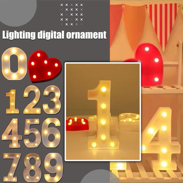 LED LIGHT UP Alphabet Letters Plastic Numbers Standing Party Birthday ...