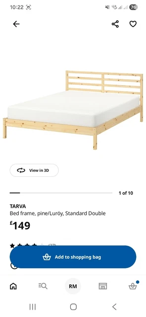 IKEA TARVA DOUBLE Bed Frame and IKEA Sultan Mattress £16.15 - PicClick UK