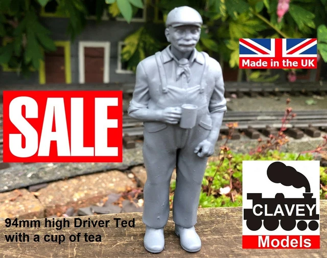 16MM DRIVER TED Garden Railway People SM32 1:19 Primed 94mm high Figure ...
