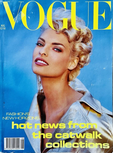 VINTAGE VOGUE AUGUST 1991 Linda Evangelista STEPHANIE SEYMOUR Donatella VERSACE £78.72 - PicClick UK